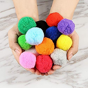 Pllieay 60pcs 15 Colors 2 Inch Very Large Assorted Pom Poms Arts and Crafts for DIY Creative Crafts Decorations