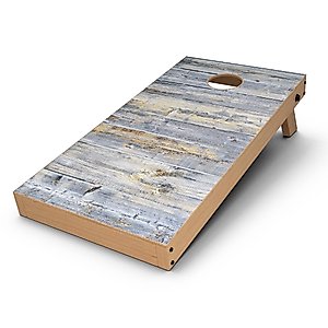 Design Skinz Wood Skin Set for Cornhole (Skin Only) - Vintage Wooden Planks with Yellow Paint