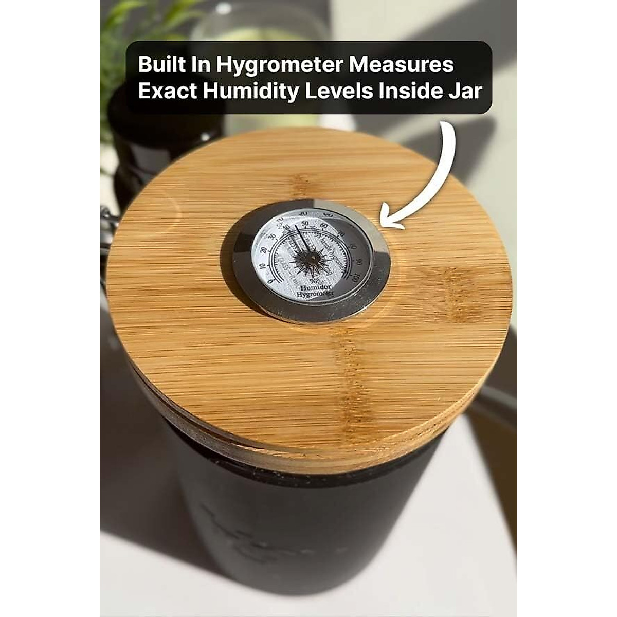Herb Guard Airtight Jar with Built-in Hygrometer