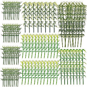 RONYOUNG 100PCS Model Miniature Bamboo Trees Landscape Green Plastic Bamboo Trees 2.3-5.9 inch 4Size Scale 1:75 Scenery Landscape Bamboo Tree Model Artificial Plants