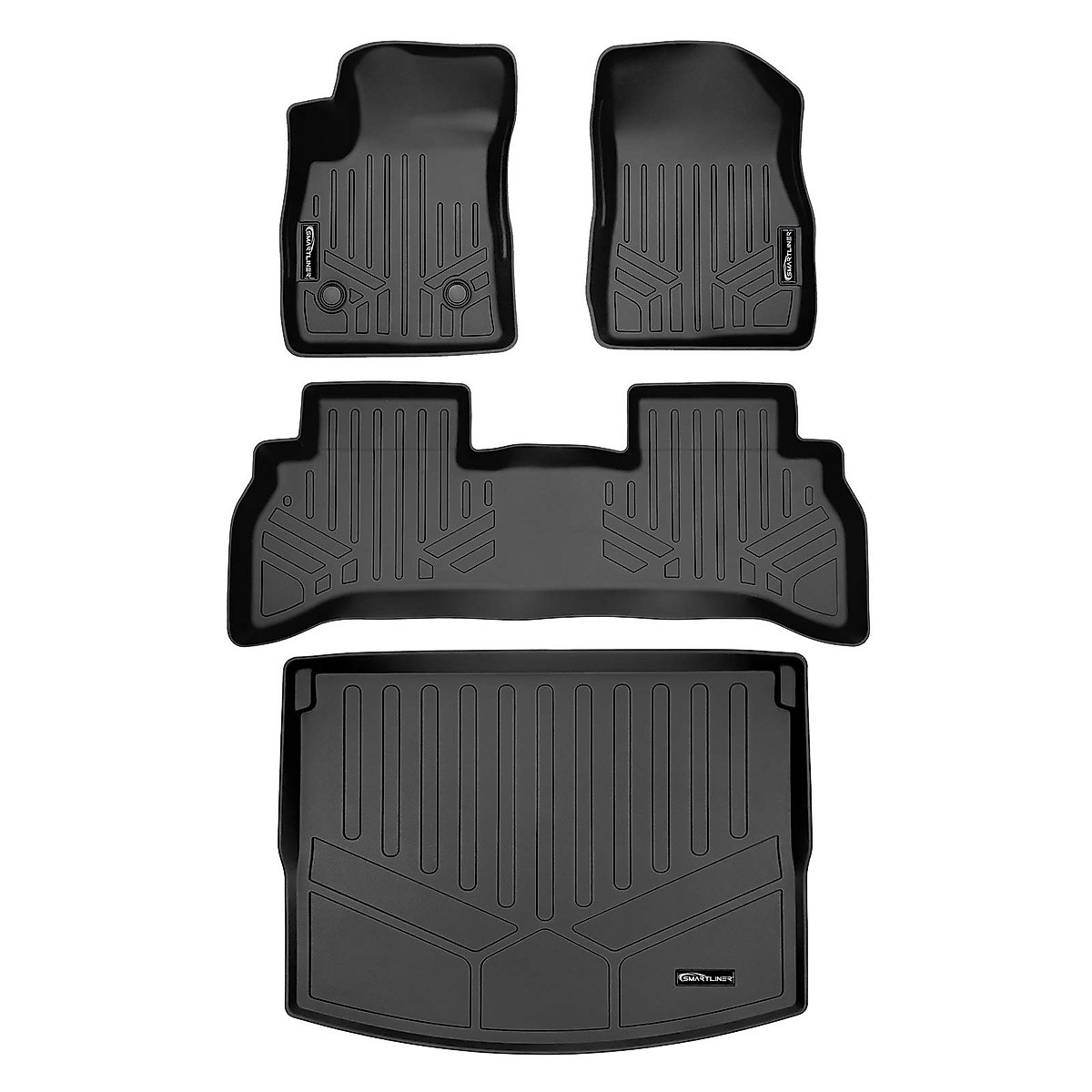 SMARTLINER Custom Fit 2 Row Floor Mats & Cargo Liner Behind 2nd Row (Upper Deck) Set Black Compatible with 2021-2022 Chevrolet Trailblazer (FWD only)