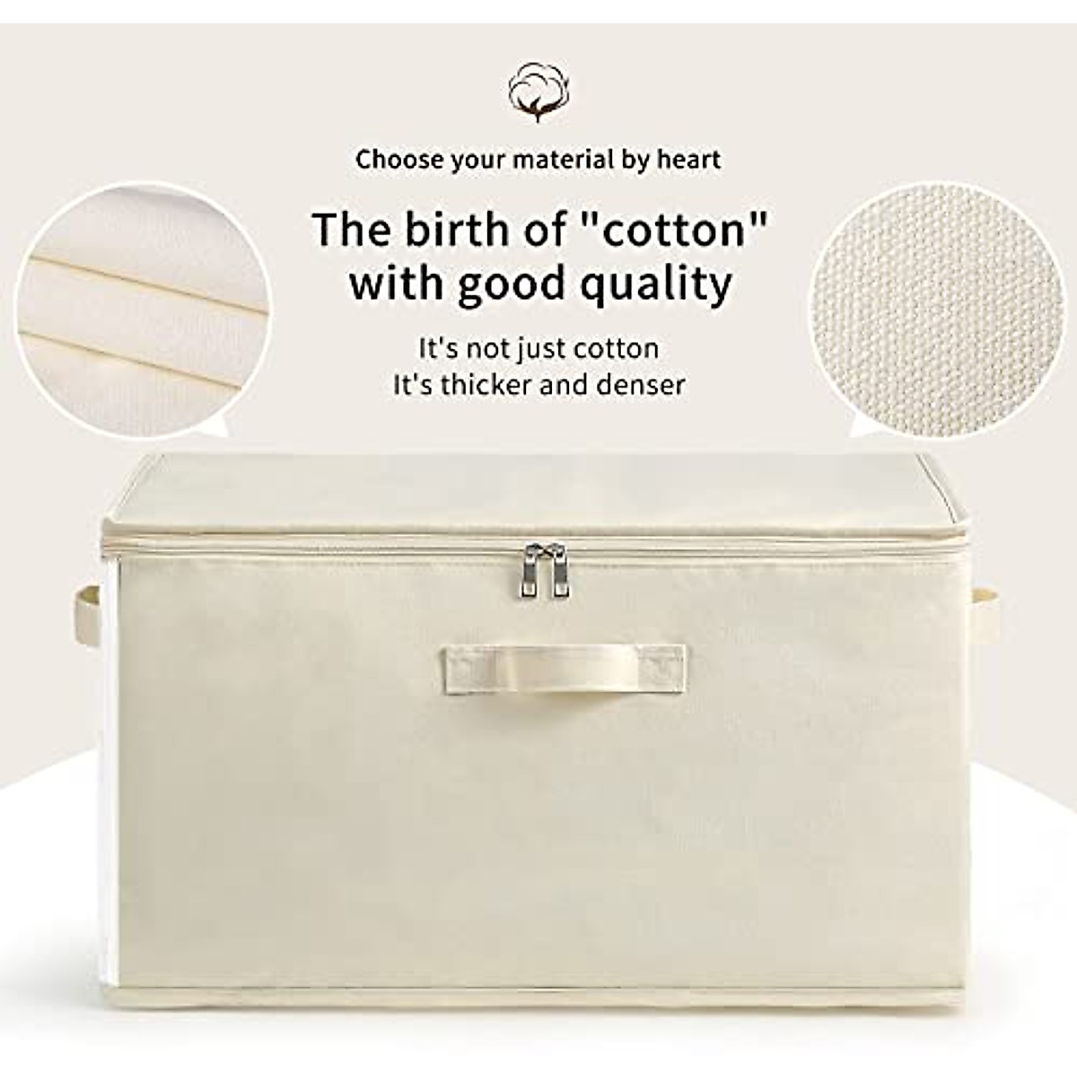 Vailando 3-Pack Large Canvas Comforter Storage Bags Closet Organizer for Clothes Sweater Clothes Organizer with Dual Zipper Three Carrying Handles for Blanket Closet Storage Container