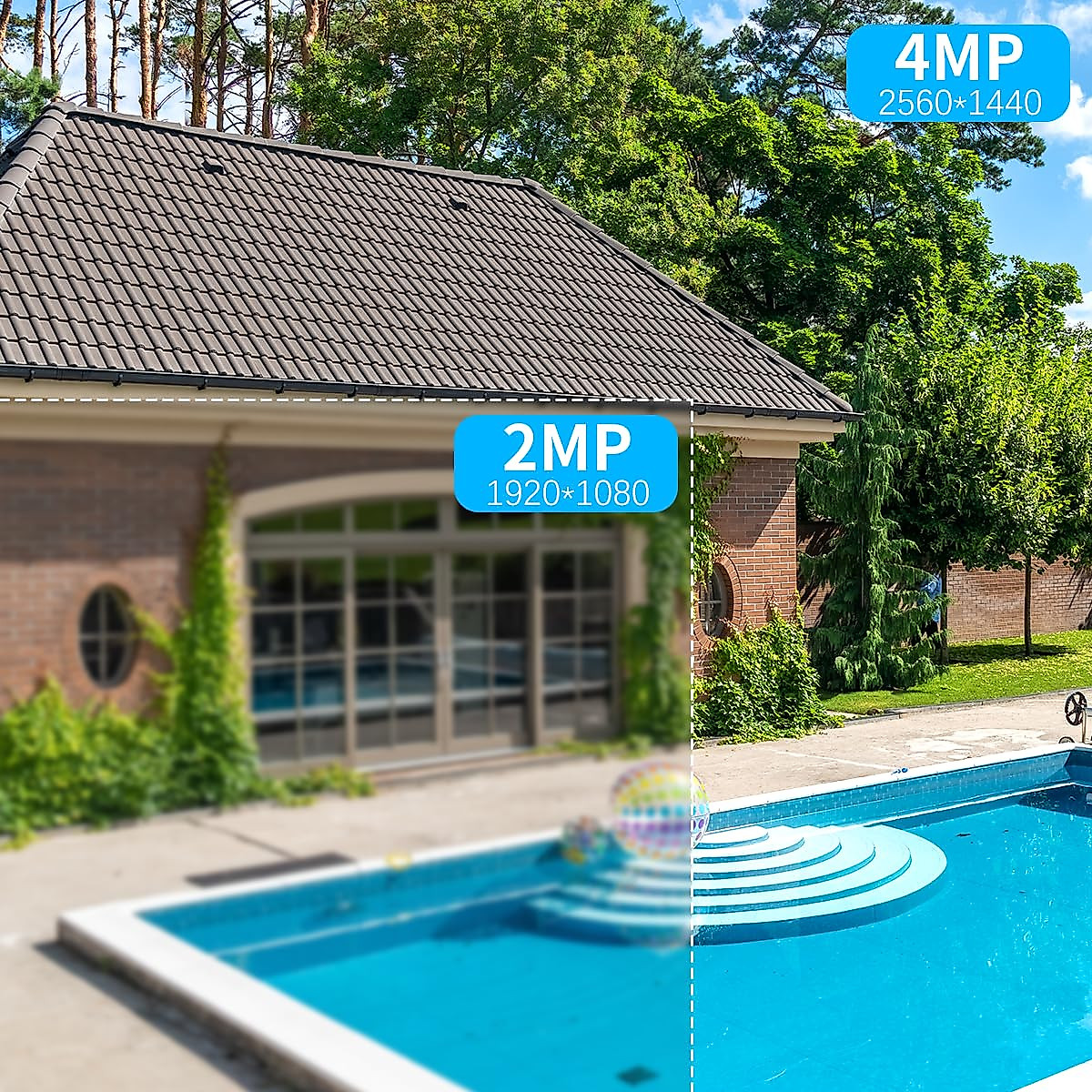 OOSSXX Solar Security Camera Outdoor Wireless Solar Powered Wireless Camera with Rechargeable Battery, WiFi Home Surveillance Camera 4.0MP with Two Way Audio (4MP 2 Packs)