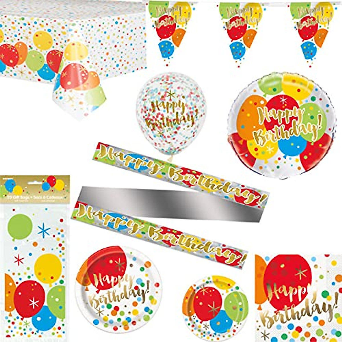 Unique Glitzy Balloon Birthday Foil Banner, 12, Multicolor
