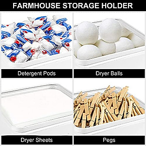 Dishwasher Pod Container, Large 3.8Qt Dishwasher Detergent Tablet Storage Container, Holds 120+ Pods, Reusable Kitchen Organizer White Rustic Tin for Kitchen Organizing Farmhouse Deco and Accessories