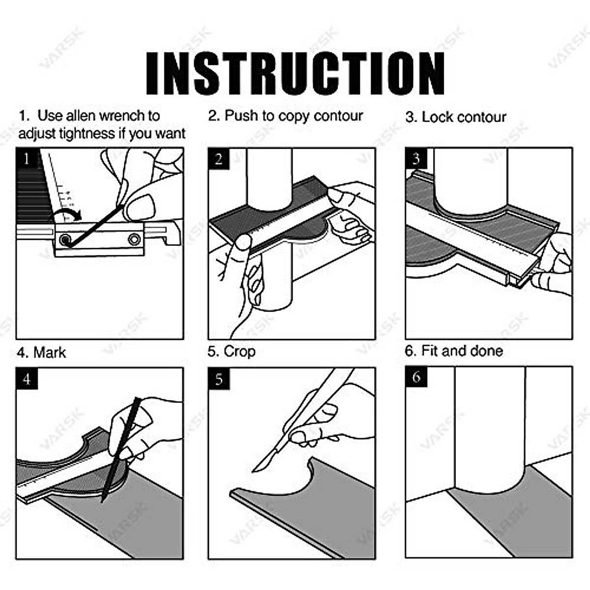 VARSK Contour Gauge Duplicator with Lock 10 inch - Shape Duplicator Profile Gauge Tool - Cool Gifts for Men DIY Woodworking Carpentry Flooring Handyman