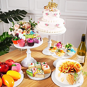 Umigy 6 Pcs White Cake Stand Sets for Dessert Table Display 8/10/12 Inch Metal Cake Stands Round Cupcake Holder for Wedding, Birthday, Party, Graduation, Baby Shower