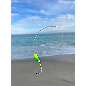 6 Pack 'Coquina Shells' Pompano Surf Fishing Rigs (25# Mono Pro-Tec Coated)