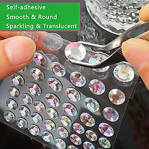 NIACONN Silver Face Jewels Gems Stick on, 10 Sheets/1410 Pcs Self Adhesive Rhinestone Hair Gems Stickers for Makeup & DIY- Silver