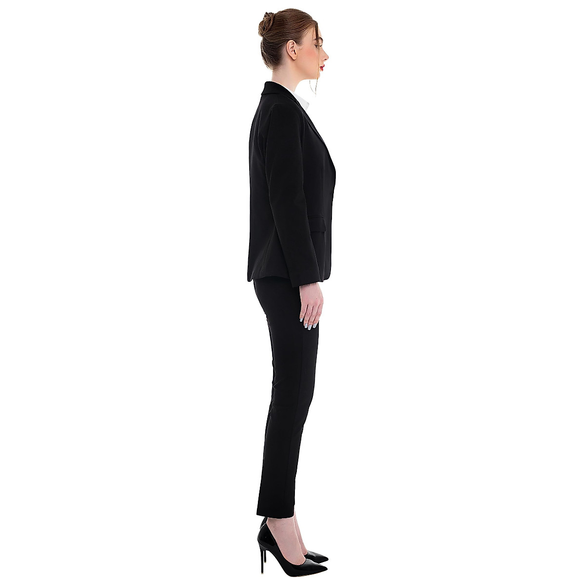 Marycrafts Women's Pant Suits Set – Professional Business Suiting Blazer and Pants 2 Piece Outfit 14 Black
