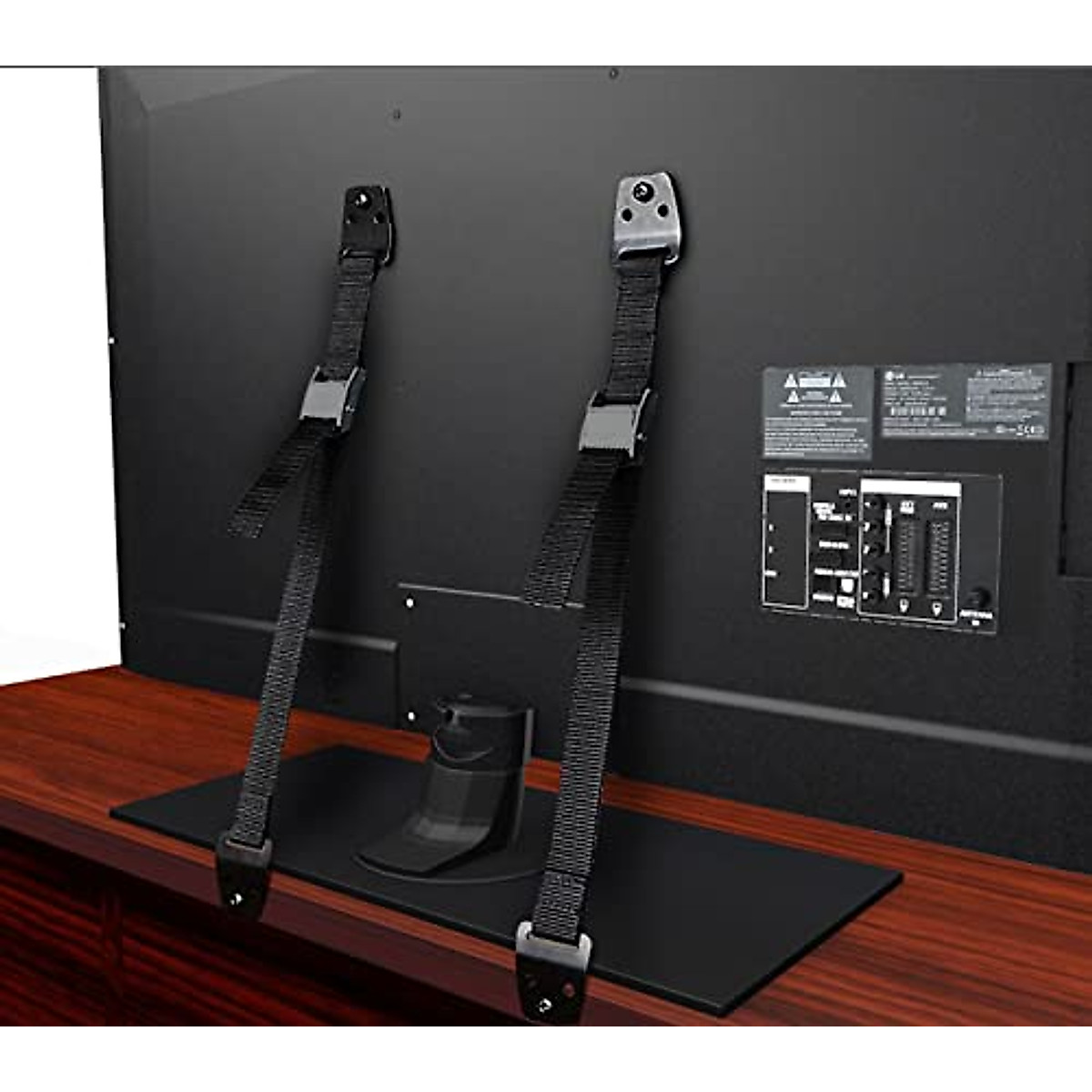 Liphontcta 2 Pack TV and Furniture Anti-Tip Safety Straps - All Metal Parts - Heavy Duty Straps - 4 Pack Medical Grade Corner Guard Included As Bonus (New)