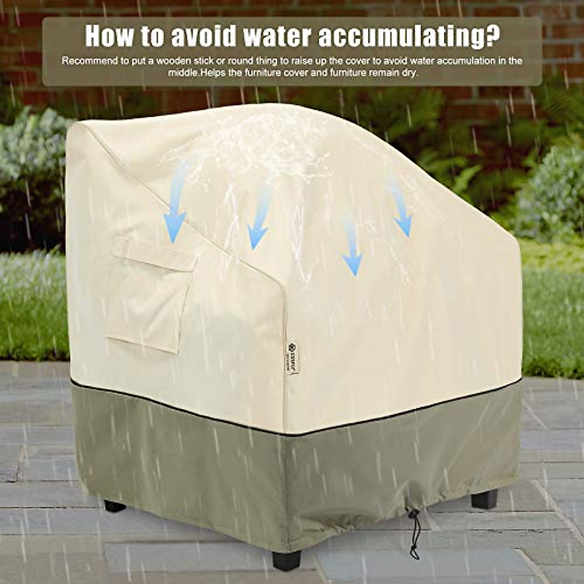 COSFLY Outdoor Furniture Patio Chair Covers Waterproof Clearance, Lounge Deep Seat Cover, Lawn Furnitures Covers Fits up to 32W x 37D x 36H inches(2 Pack)