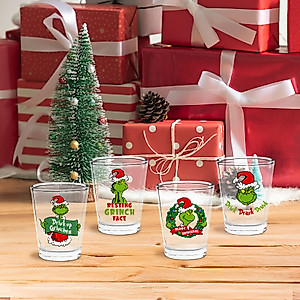Arsemica Funny Grinchs Shot Glasses, Novelty Christmas Drinking Cups, 4 Pack 2oz Grinchy Wine Glasses, Xmas White Elephant Gifts for Christmas Stocking Stuffers