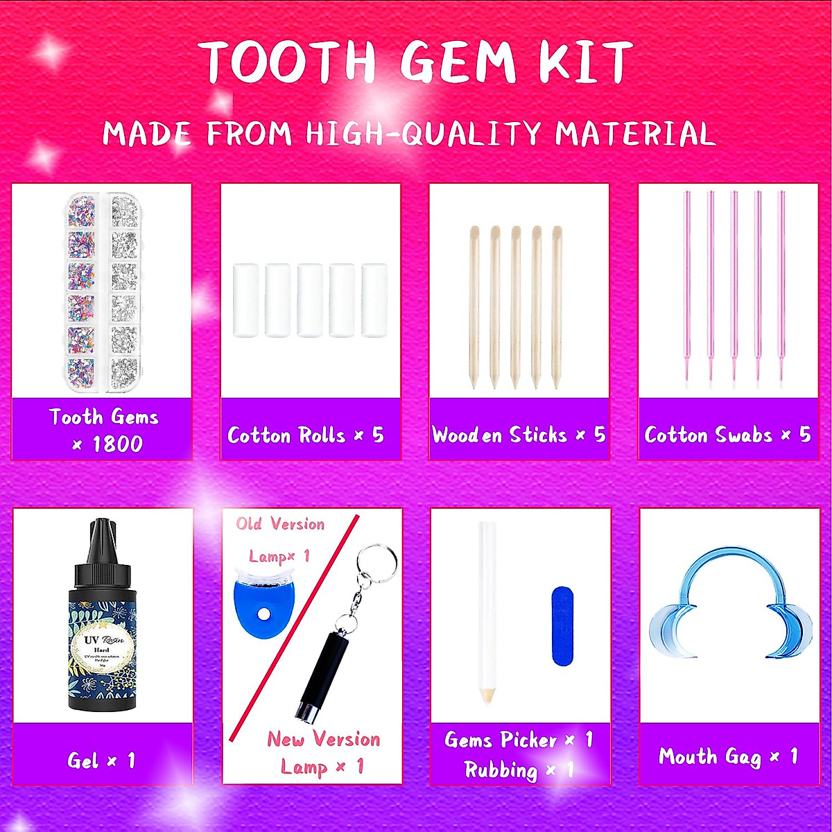 Duoduobuy 1800Pcs Gems Kit, DIY Fashionable Crystals Jewelry Kit- Artificial Diamonds Ornaments for Proud Smile