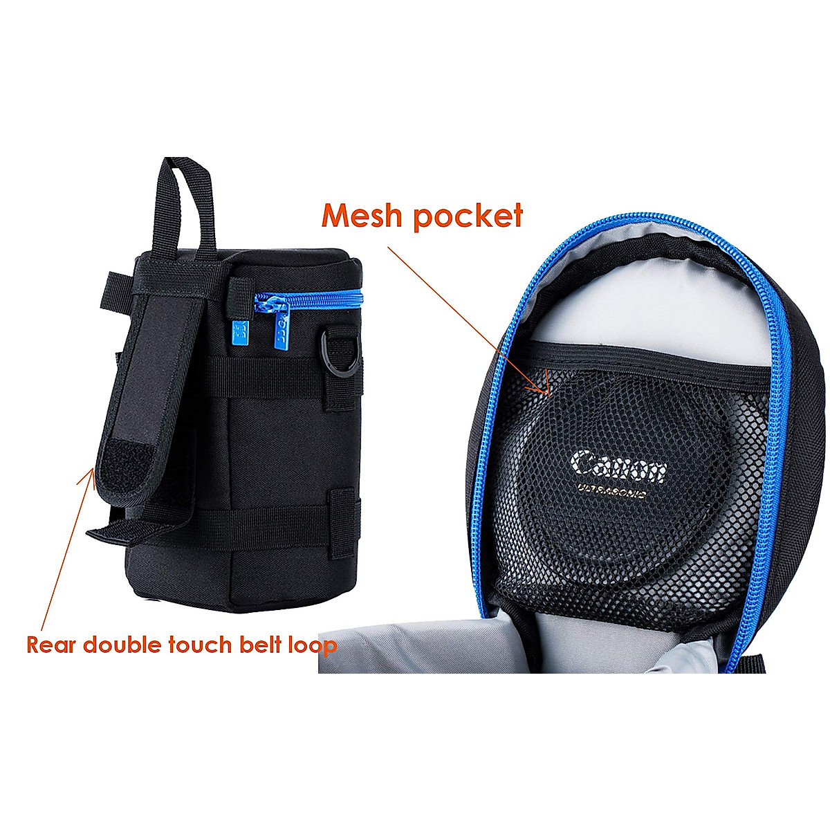 JJC Water Resistant Deluxe Lens Pouch Case Bag for Canon EF 70-200mm 4L / EF 28-300mm 3.5-5.6 USM/EF 70-300mm 4-5.6L/ Nikon AF-S NIKKOR 70-200mm 4G ED VR/Nikon 80-200 F2.8, Inner Size:113 x 215mm