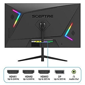 Sceptre 25" Gaming Monitor 1920 x 1080p up to 165Hz 1ms AMD FreeSync Premium HDMI x3 DisplayPort Build-in Speakers, 106% sRGB Machine Black (E255B-FWD168)