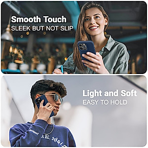 AOTESIER Compatible with iPhone 13 Pro Max 6.7 inch, Silky Touch Premium Soft Liquid Silicone Rubber Anti-Fingerprint Full-Body Protective Flexible Bumper Case, Navy Blue