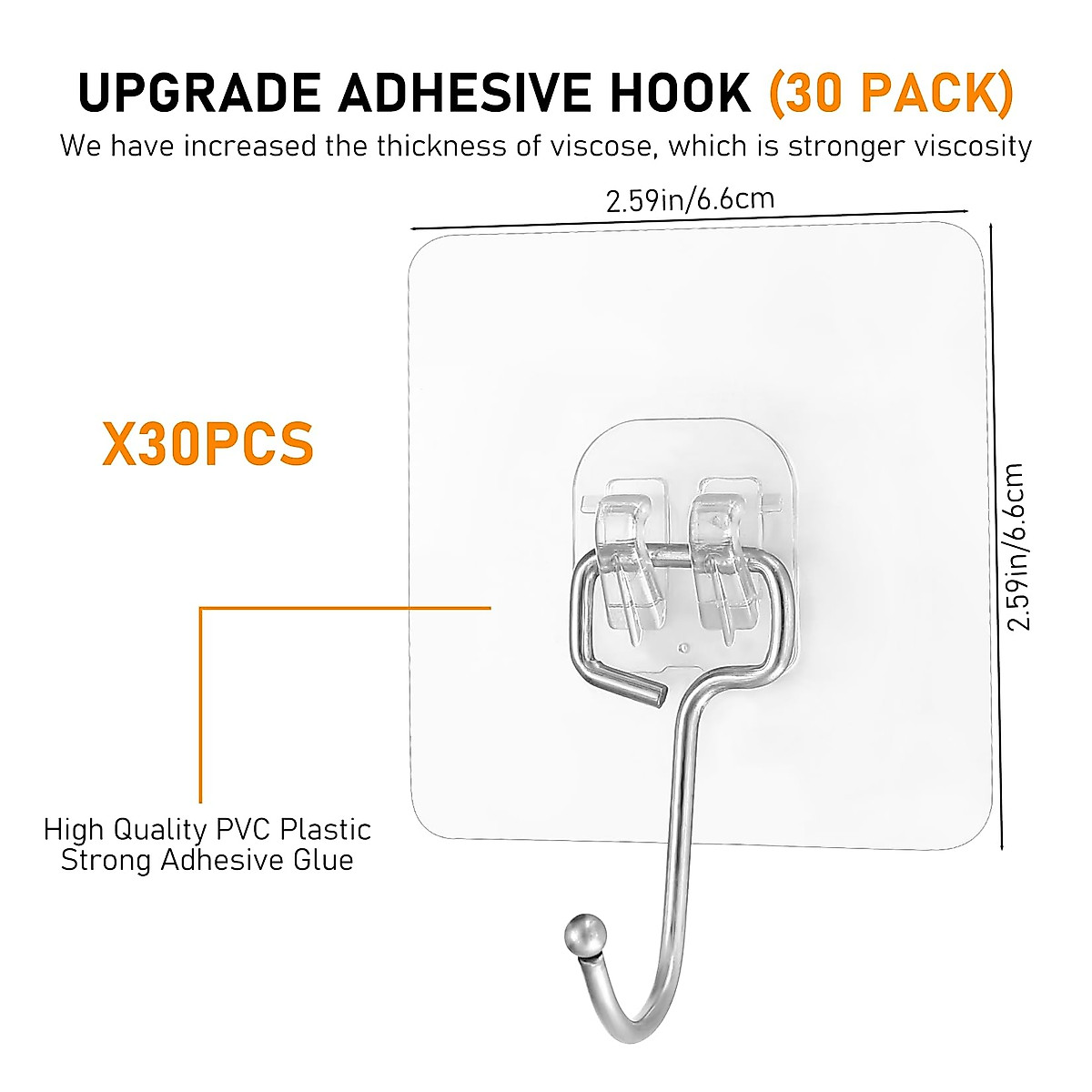 Zxglxinyao 30pcs Adhesive Wall Hooks for Hanging Heavy Duty Self Adhesive Hooks, Clear Sticky Wall Hangers Waterproof Transparent for Door Shower Key Towel Coat Holder Hanger Hooks