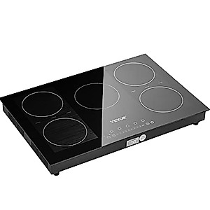 VEVOR Built-in Induction Electric Stove Top 30 Inch,5 Burners Electric Cooktop,9 Power Levels & Sensor Touch Control,Easy to Clean Ceramic Glass Surface,Child Safety Lock,240V