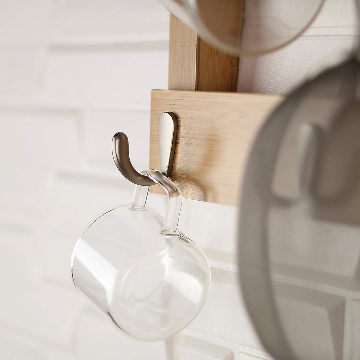 Encozy Coffee Mug Wall Rack, Holder, and Organizer - 7 Hooks Mug with Shelf for Your Favorite Mugs - Adds Charm to Any Kitchen or Office Décor (Bamboo)