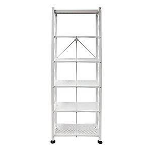 Origami 6-Tier Metal Storage Shelves with Durable Steel Frame and Easy Assembly for Home, Kitchen, and Garage Shelving, White