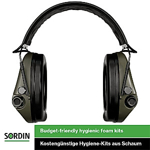 Sordin Supreme Pro-X Slim Active Ear Defenders - ARC Rail Compatible - Leather Band & Foam Kits - Green Ear Muffs