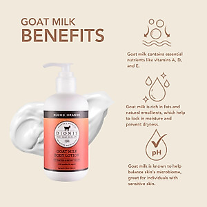 Dionis Goat Milk Hydrating Skincare Cream, Rich & Creamy Daily Moisturizing Blood Orange Scented Body Lotion For Dry Skin, Made in the USA, Cruelty-Free & Paraben-Free, 8.5 oz Bottle