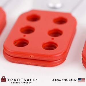 TRADESAFE Lock Out Tag Out Hasp - 1 inch Jaw Diameter Stainless Steel Lockout Hasp, Nylon Handle, Tamper-Proof and Impact-Resistant Loto Hasp, 6 Pack