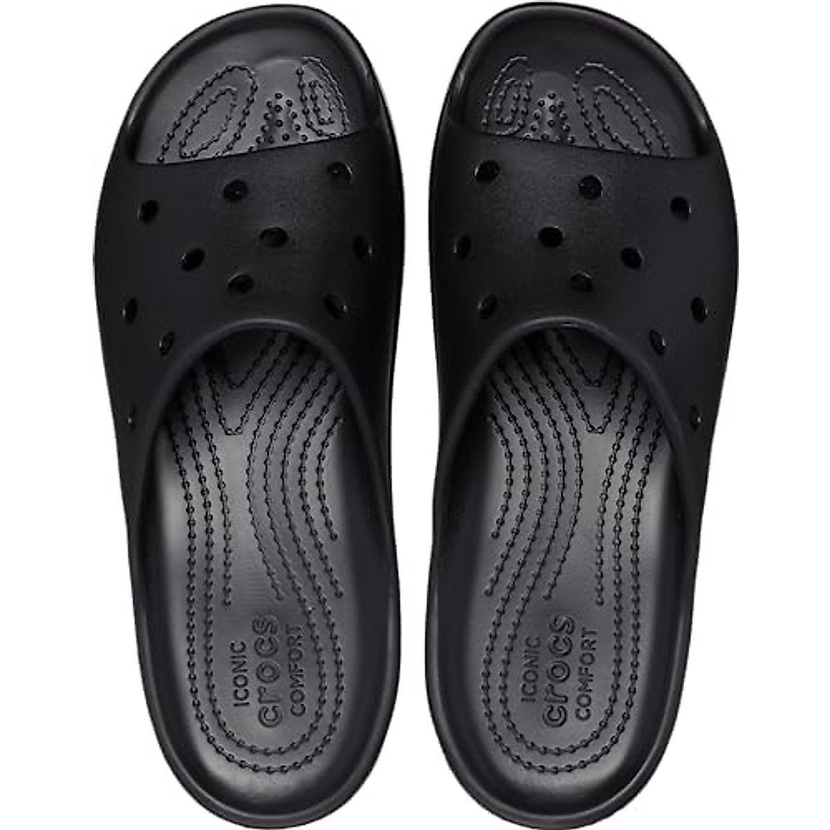 Crocs Women's Classic Slide | Platform Sandals, Black, 6