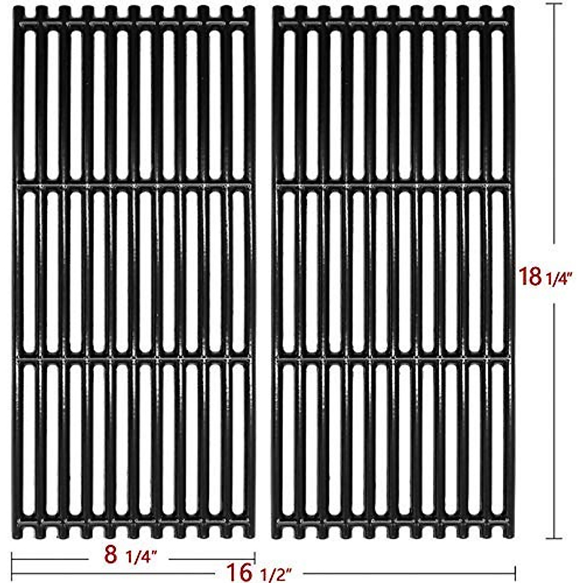Hongso 18 1/4 inch Coated Cast Iron Grill Grates for Charbroil 463241013, 463241014, 466241013, 463243812, 466241014, 463270612, G526-0007-W1, Tru-Infrared 2 Burner Grills, PCB007
