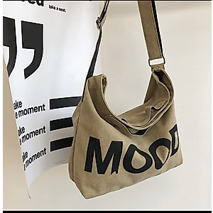 Canvas Messenger Vintage Bag Alt Emo Crossbody Bag Goth Punk Shoulder Satchels Harajuku Grunge Handbag (Camel)