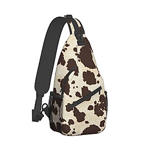 MuMuYun Sling Bag, brown cowhide print Crossbody Sling Backpack for Casual Shoulder Women And Men