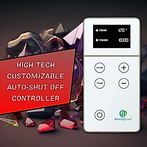 HealthyLine Small Far Infrared Electric Heating Pad for Pain Relief, Heat Therapy with Tourmaline, Amethyst & Obsidian Gemstones, Calming Negative Ions, Auto Shut Off Inframat Pro 18"x18"