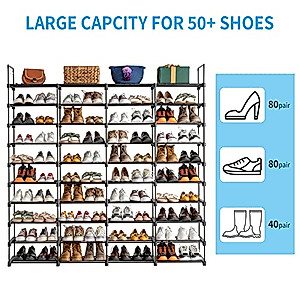 LeeMas 10 Tiers Shoe Rack Storage Organizer Shoe Shelf Organizer for Entryway Holds 80 Pairs Shoe, Stackable Shoe Cabinet Shoe Rack Organizer Large Shoe Shelf for Closet Bedroom Hallway