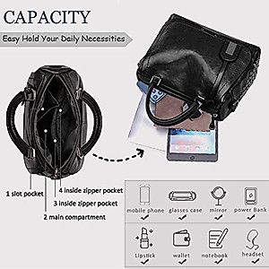 Handbag for Women Fashion Top Handle Satchel Purse Shoulder Bag Designer Ladies Tote Bag Bucket Faux Leather (Black)