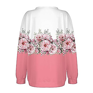 Button Sweatshirts Casual Tops for Women Womens Sweatshirts Red Long Sleeve Shirt Women Women's Fashion Hoodies & Sweatshirts Halloween Hoodies for Women（4-Pink,Large）