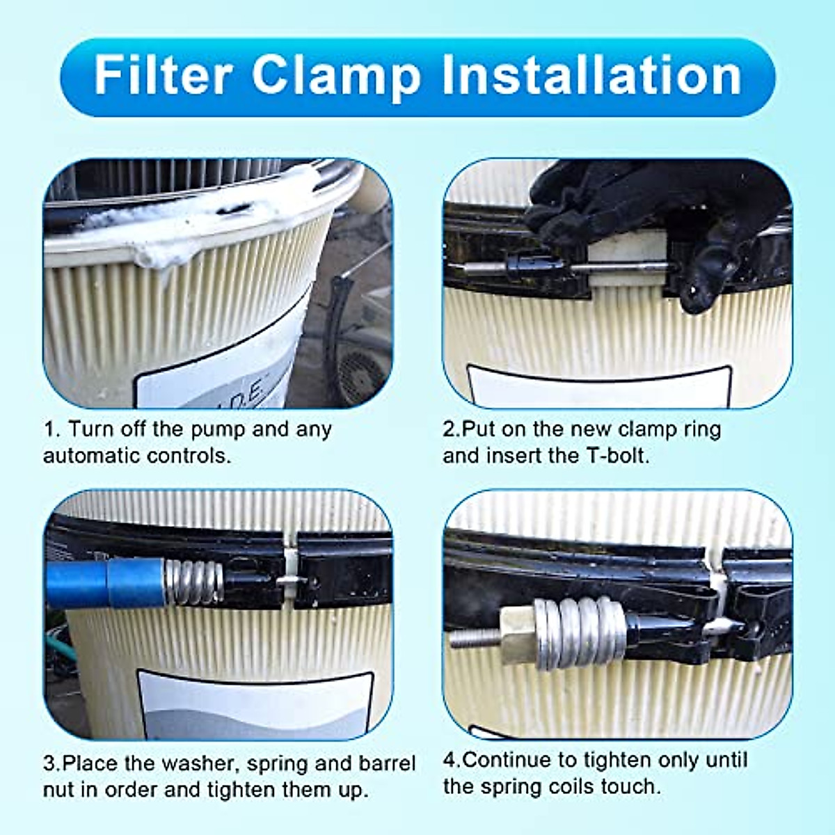 190003 Tension Control Clamp Kit Replacement Compatible with Pentair Pool and Spa Filter, for Pentair FNS Series, Quad DE Series Filter Pumps, 23-1/4" Length, Black