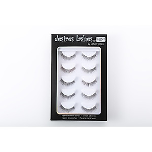DESIRES LASHES By EMILYSTORES Natural Strip Eyelashes Multipack 5Pairs Per Kits, 01 Monday (02Tuesday)