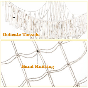 64.6" x 64.6" x 44.9" Boho Stuffed Animal Toy Corner Hammock- Large Size Macrame Toy Hammock with 3pcs Non-Trace Nails Hanging Toy Organizer Storage Net for Kids Bedroom Nursery Play Room