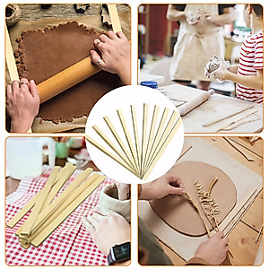 10Pcs Pottery Teaching Rolling Mud Stick Guide, Wooden Clay Rolling Pin for Clay Tools, Pottery Tools with Clay Slab Roller & Clay Guides Sticks, Ceramic Tools for Pottery Fixing Clay Thicknesses