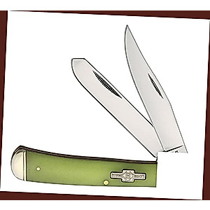 Rough Rider Folding Pocket Knife Moon Glow Trapper 440 Stainless Steel Razor Sharp Carbon Sharp Blade RR1425