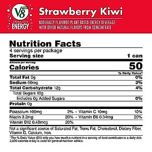 V8 +Energy Sparkling Strawberry Kiwi Juice Energy Drink, 11.5 fl oz Can (4 Pack)