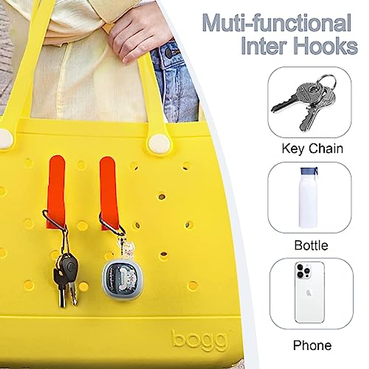 5PCS Hooks Accessories for Bogg Bags, Insert Charm Cutie Cup Holder Connector Key Holder Mask Holder (Lake Blue)