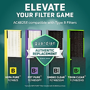 Germ Guardian Air Purifier with HEPA 13 Filter, Removes 99.97% of Pollutants, Covers Large Room up to 743 Sq. Foot Room in 1 Hr, UV-C Light Helps Reduce Germs, Zero Ozone Verified, 22", Black, AC4825E