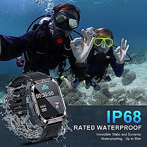 Smart Watches for Men Women with Call, Ultra Thin 2.02" HD Touch Screen, IP68 Waterproof, Fitness Tracker with Heart Rate Blood Oxygen Monitor, 40Days Long Battery for Android IOS(with 2 bands)(Black)