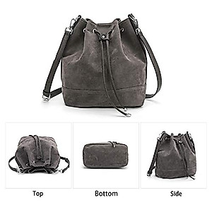 AFKOMST Bucket Bags and Purses For Women Drawstring Hobo and Shoulder Handbags with 2 Detachable Straps