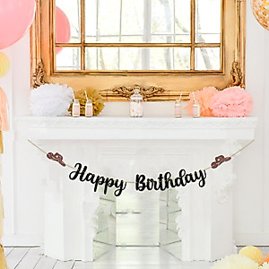 ShuanQ Cowboy Happy Birthday Banner - Western Theme Baby Shower/Birthday Party Decoration - Cowboy Cowgirl Birthday Party Bunting Decor - Wild West Birthday Party Supplies Photo Booth Props