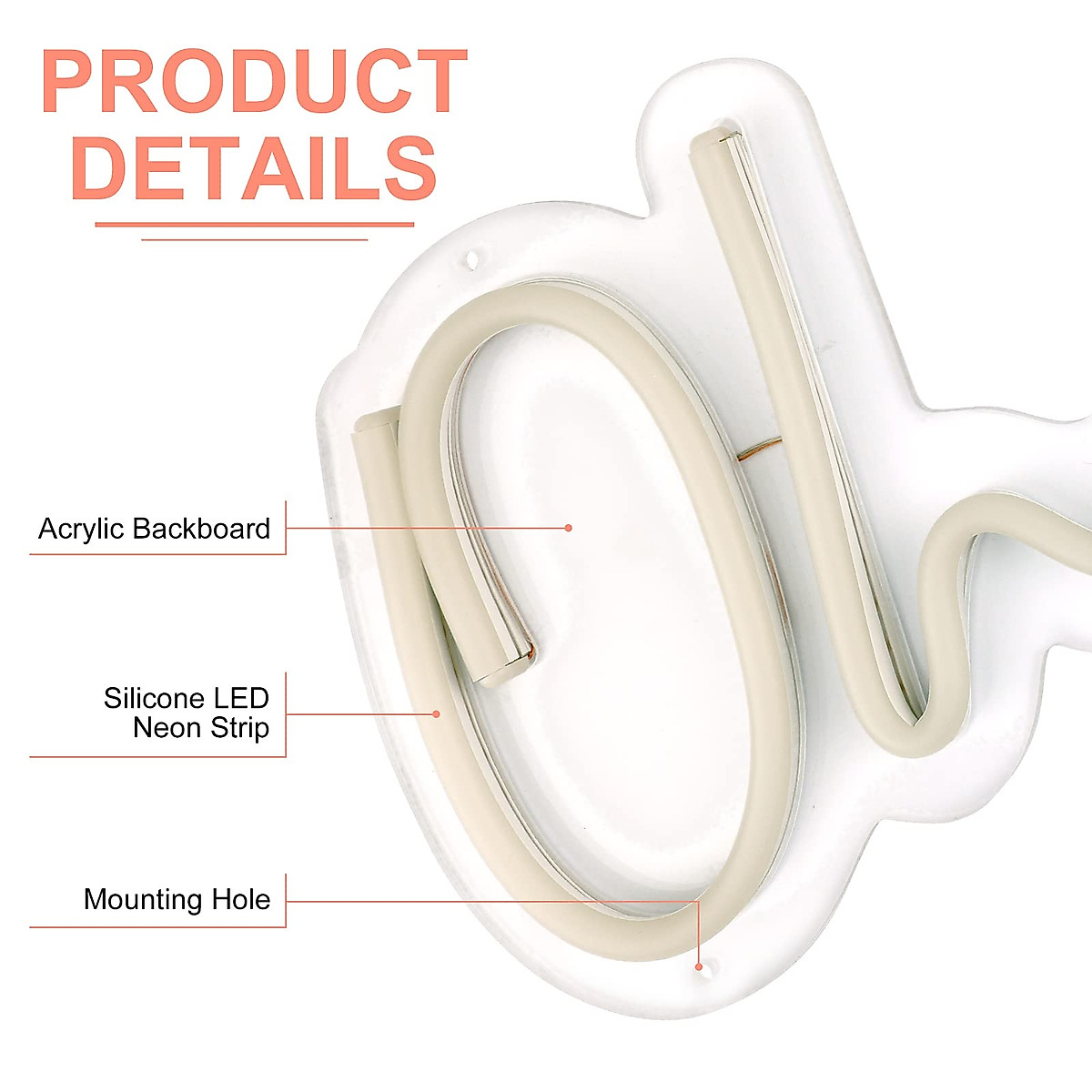 Oh Baby Neon Sign for Wall Decor,23.6x11.8 inch Dimmable Switch Warm White Art Signs Led Neon Light for Baby Shower Decorations, Engagement Party, Birthday Party, Bar, Wedding House, Kid's Room