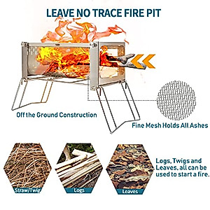 Sutekus 17" Camping Fire Pit Portable Mesh Firepit & Charcoal Grill, Great Air Flow, Easy Fire Start, Weighs 5.8lb for Camping Beach Patio Home