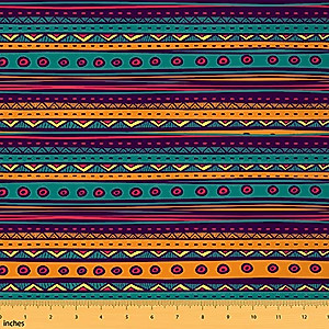 Aztec Fabric by The Yard, Boho Indian Upholstery Fabric, Tribal Traditional Ethnic Decorative Fabric, Cartoon Waterproof Outdoor Fabric, DIY Art Upholstery and Home Accents, Red Green, 2 Yards